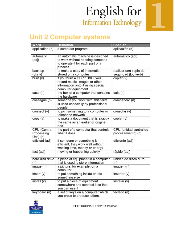 English For IT 1 Spanish Unit 2 | PDF | Computer Keyboard | Information ...