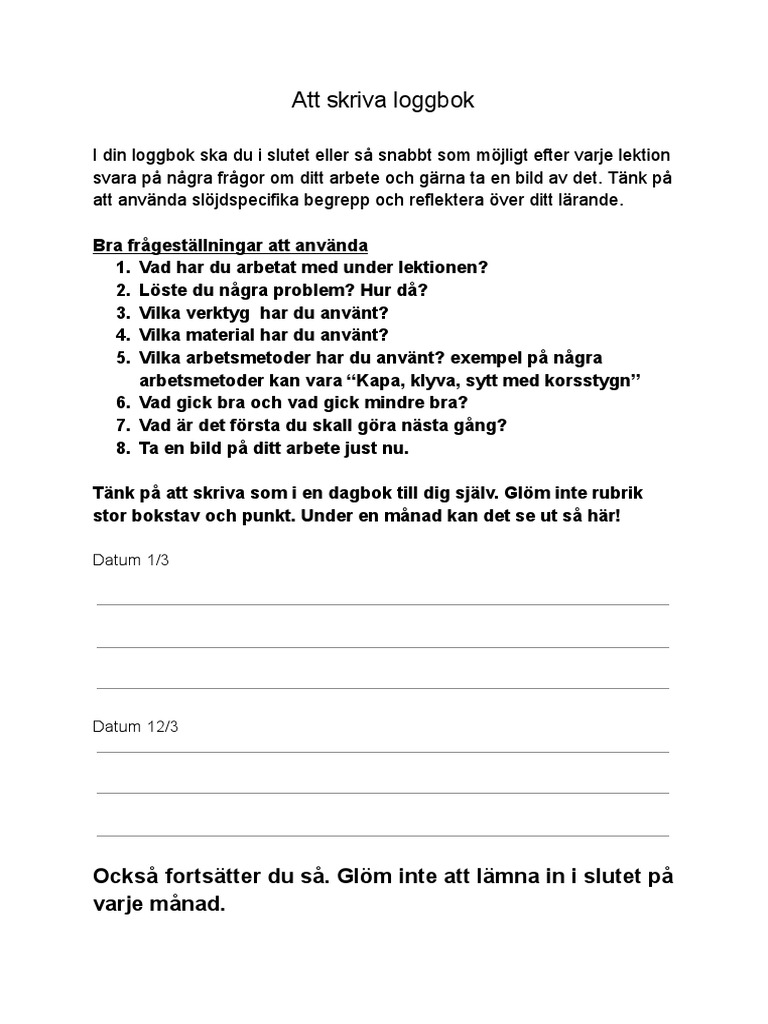 Att Skriva Loggbok | PDF