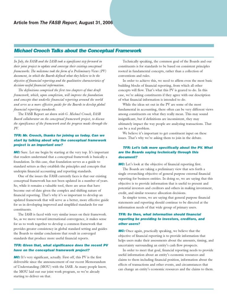 Michael Crooch Talks About Conceptual Frameworkfrom The FASB Report ...