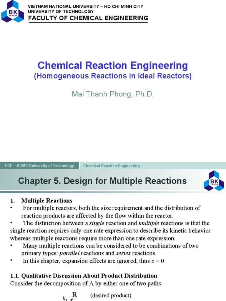 Chapter 5 Design For Multiple Reactions Pdf Chemical Reactor Chemical Reactions 