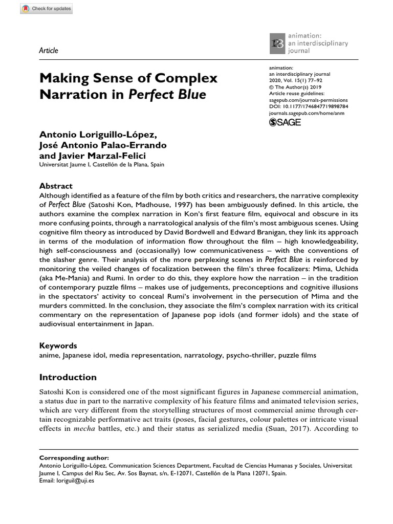 Making Sense of Complex Narration in Perfect Blue | PDF