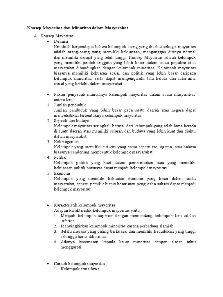 Konsep Mayoritas Dan Minoritas | PDF | Ilmu Sosial