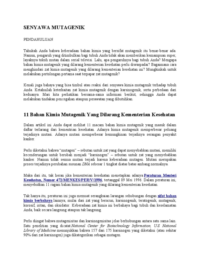 Senyawa Mutagenik | PDF
