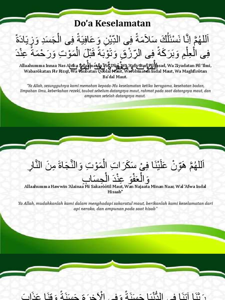 Doa Keselamatan: Arab, Latin, Terjemahan | PDF