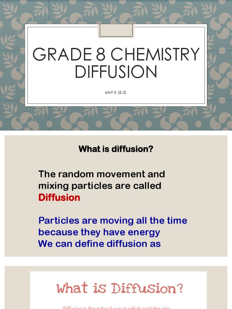 Grade 8 Chemistry Diffusion Lesson 2 | PDF
