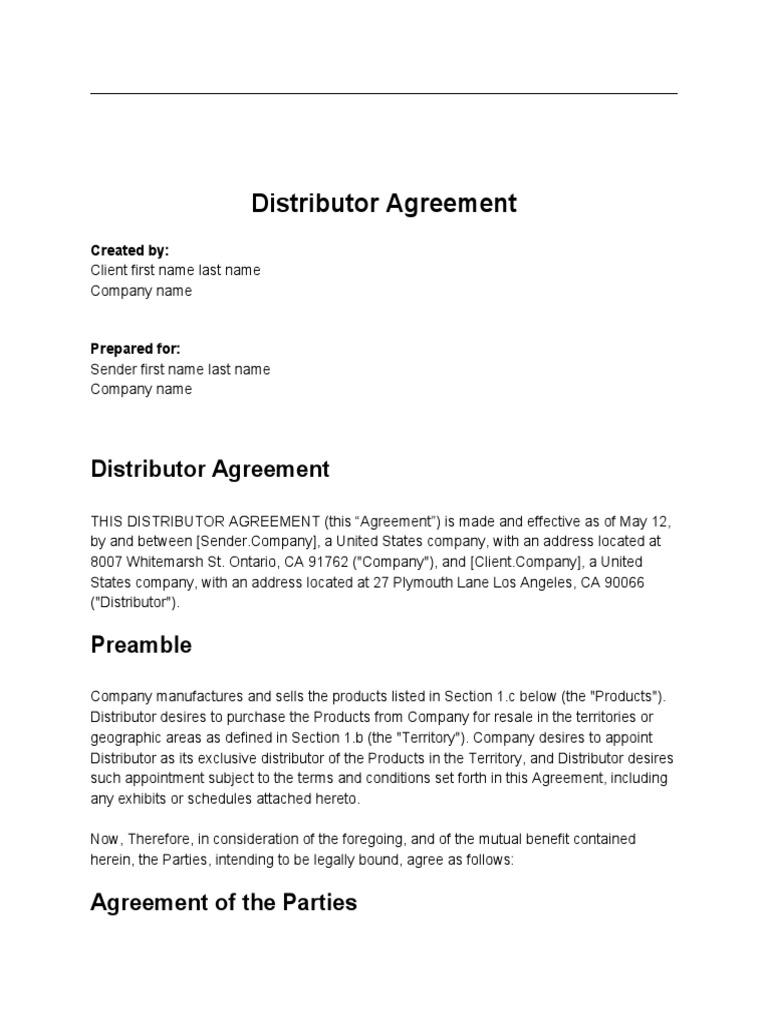 Distributor Agreement | PDF | Arbitration | Indemnity