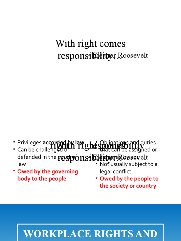 WORKPLACE Rights and Responsibilities | PDF