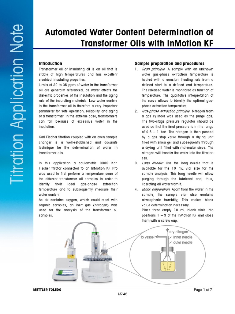 Automated Water Content Determination of Transformer Oils With Inmotion KF | PDF | Transformer ...