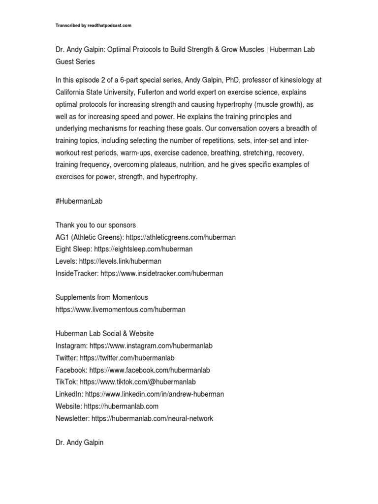 110 DR Andy Galpin Optimal Protocols To Build Strength & Grow Muscles ...