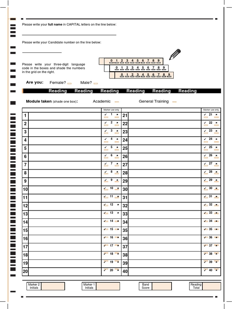 Reading Answer Sheet OK | PDF