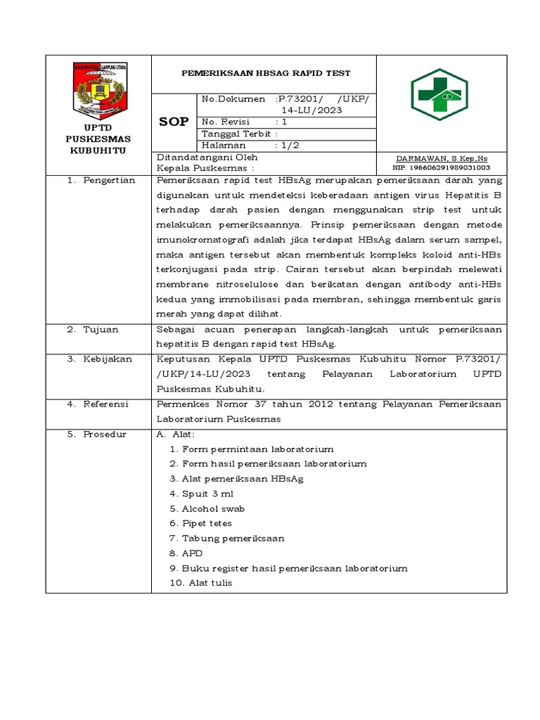 Pemeriksaan HbsAg | PDF