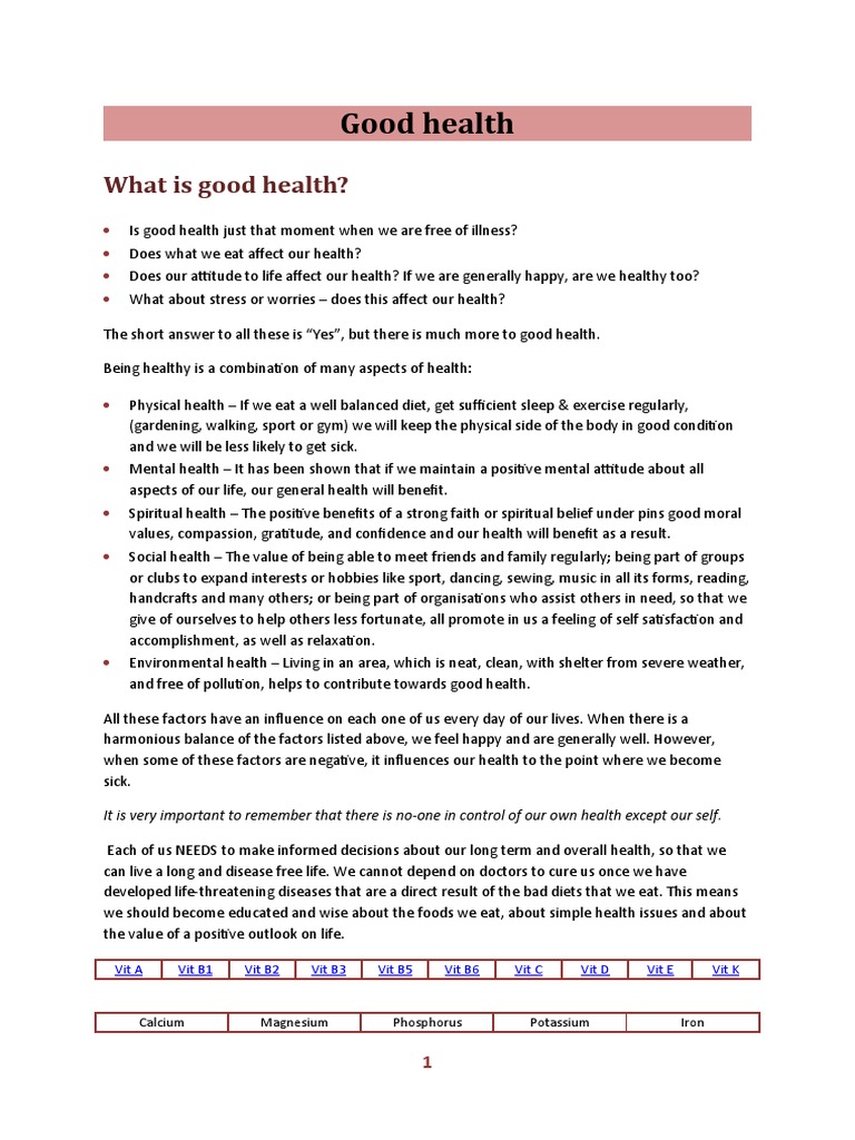 Good Health | PDF