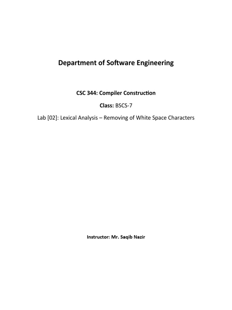 Lab - 02 Lexical Analysis White Space | PDF