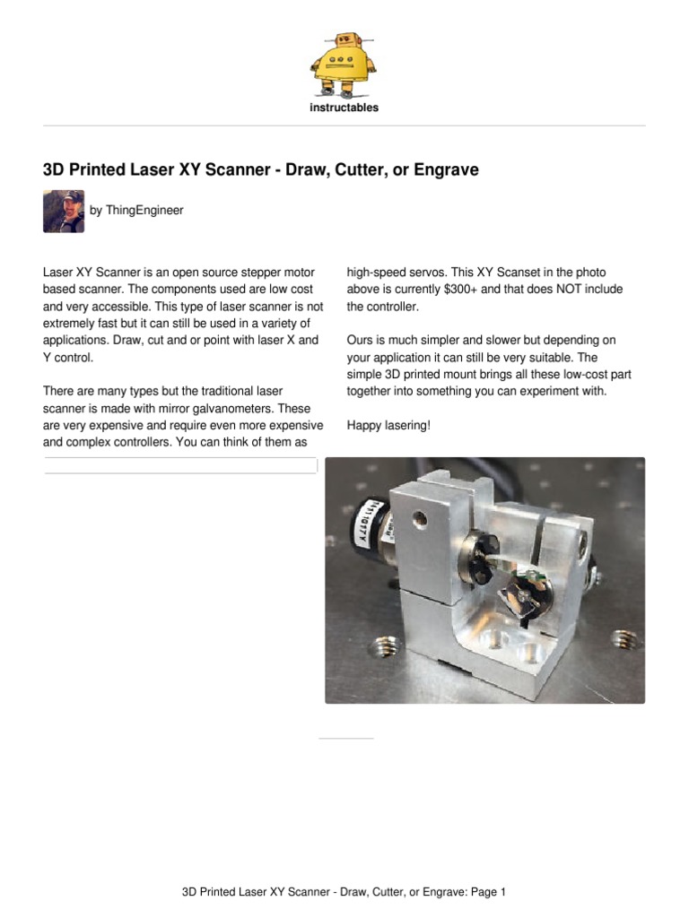 Low Cost DIY Stepper Motor Laser XY Scanner Cutter | PDF | Screw | Lidar