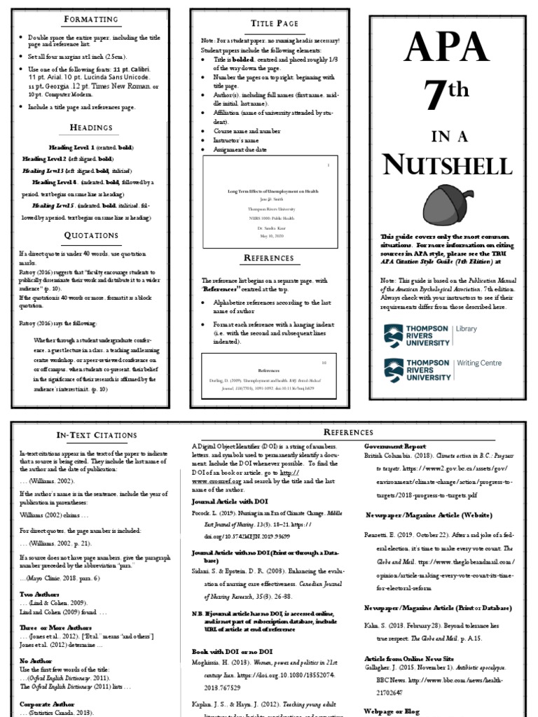 APA7 in A Nutshell | PDF | Citation | Apa Style