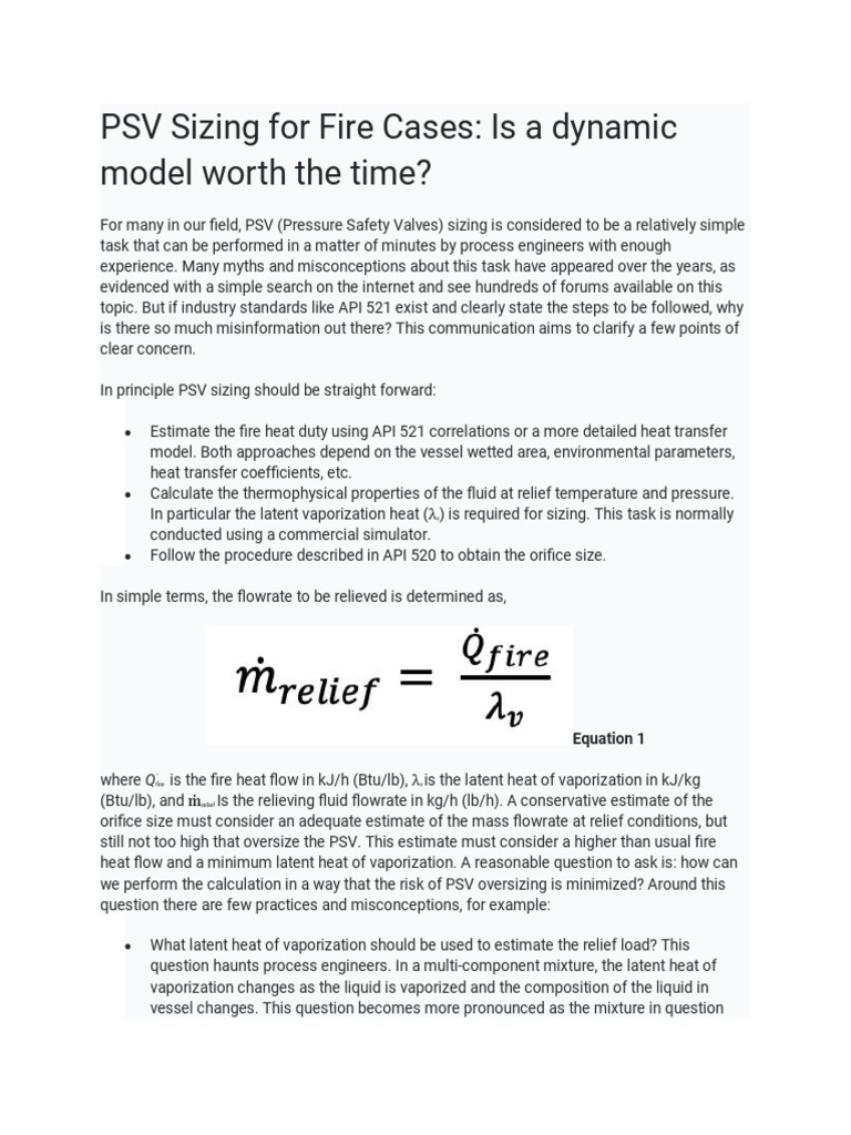 PSV Sizing For Fire Cases | PDF | Heat Transfer | Fluid Dynamics