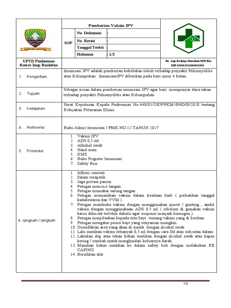 SOP Pemberian IPV | PDF