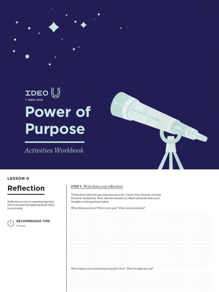 Purpose Reflection Activities Workbook | PDF | Career & Growth | Business