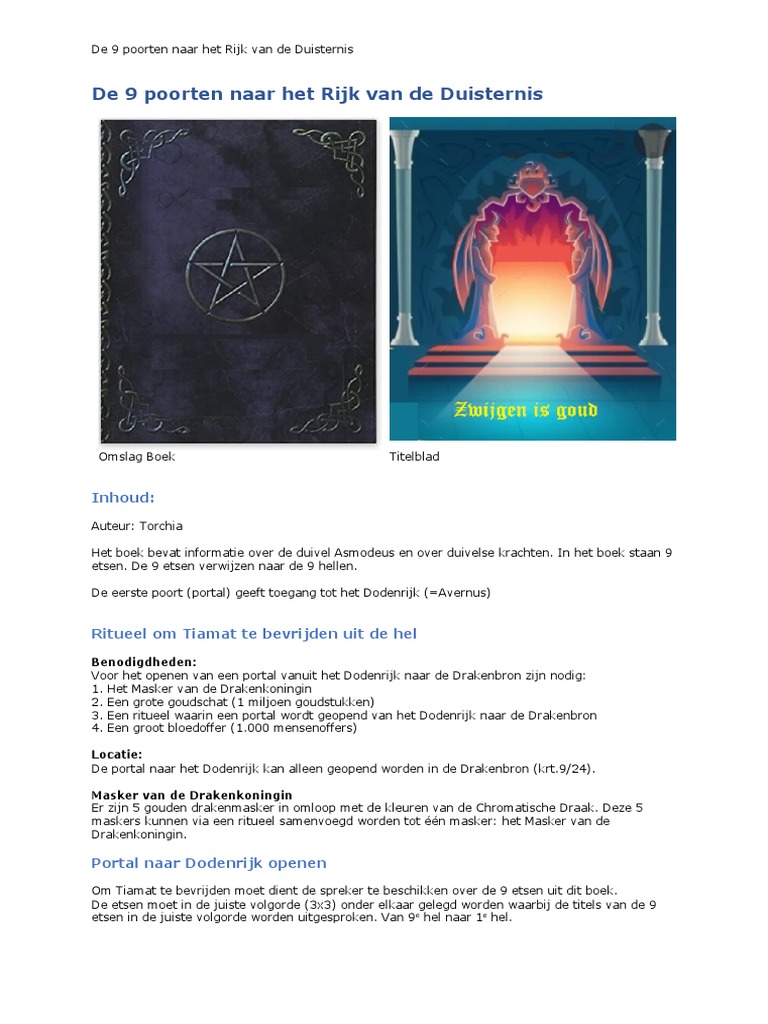 de 9 Poorten Naar Het Rijk VD Duisternis | PDF