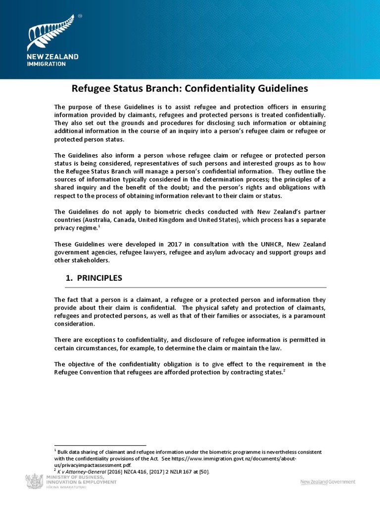 Refugee Status Confidentiality Guidelines | PDF | Confidentiality | Refugee