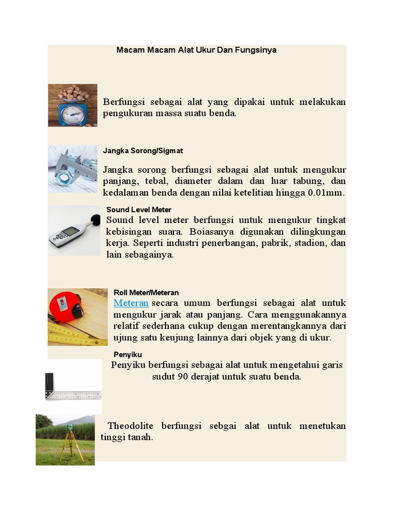 Gambar Alat Ukur Dan Fungsinya | PDF