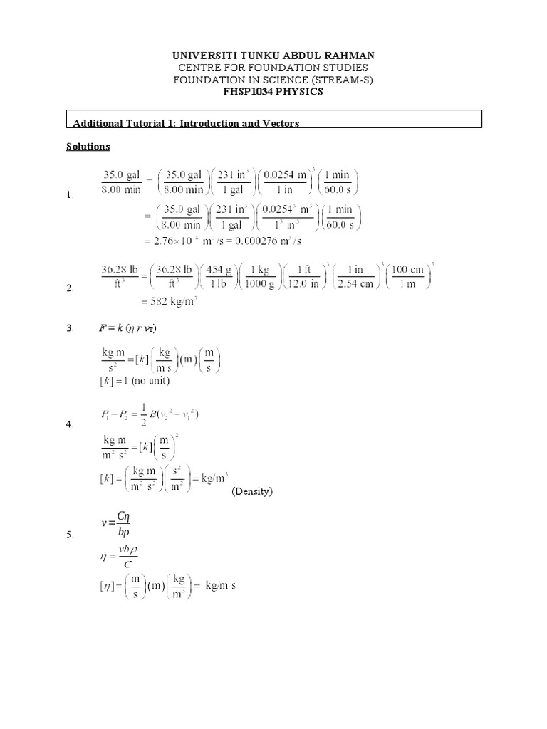 Additional Tutorial 1 Solutions | PDF