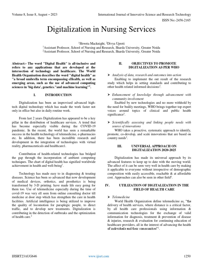 Digitalization in Nursing Services | PDF | Health Care | Medical Diagnosis