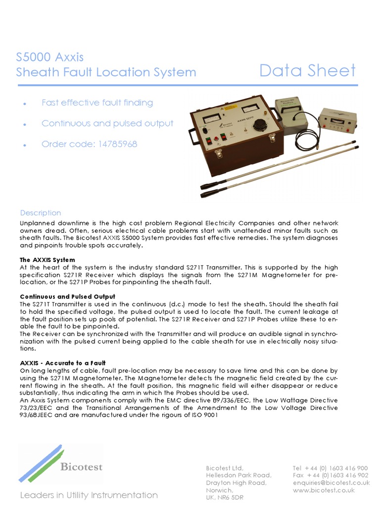 Data Sheet: S5000 Axxis Sheath Fault Location System | Download Free ...