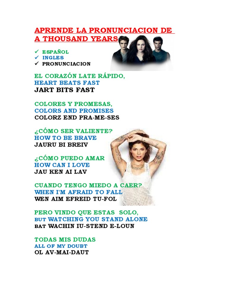 Pronunciación de "A Thousand Years" | PDF