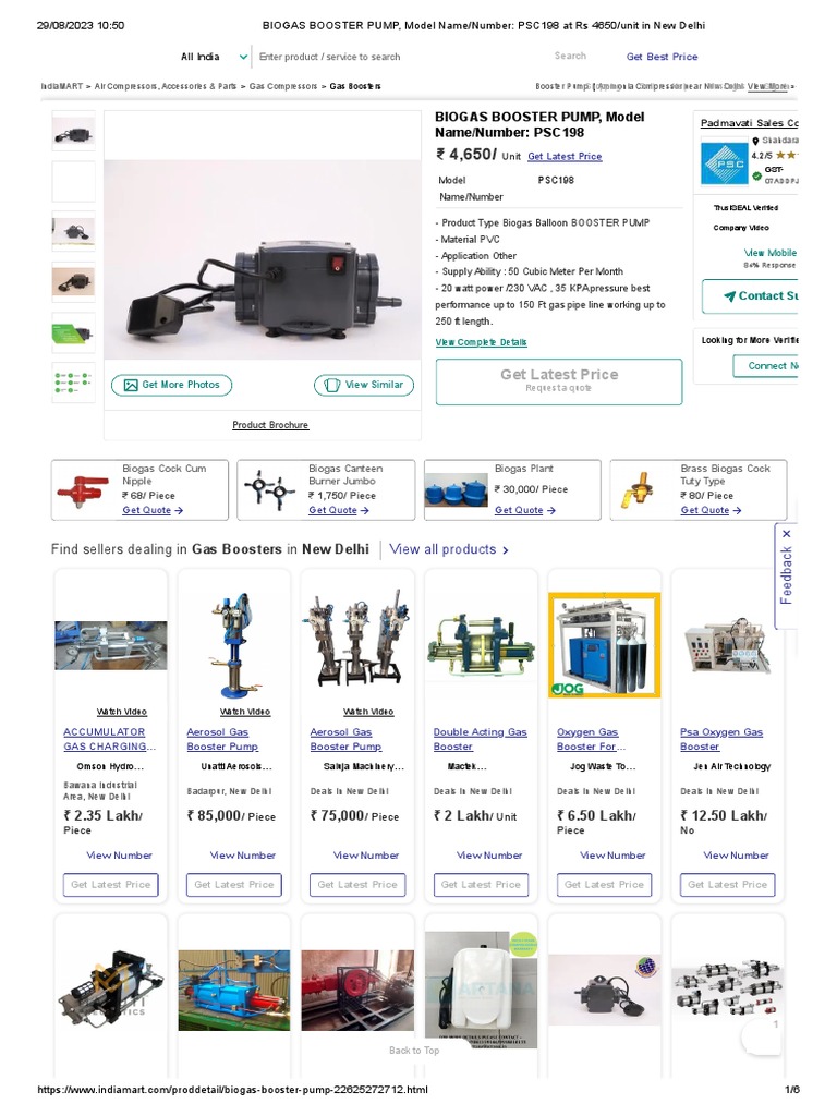 Biogas Booster Pump | PDF | Biogas | Gases
