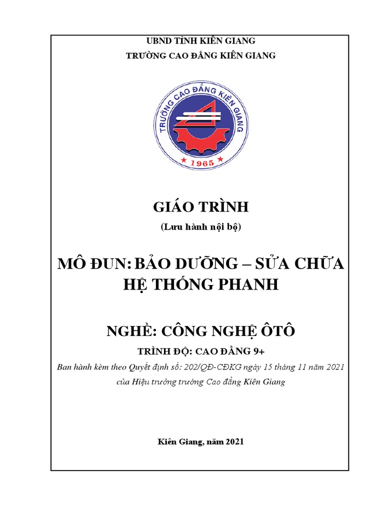 Giáo trình BDSC hệ thống phanh | PDF