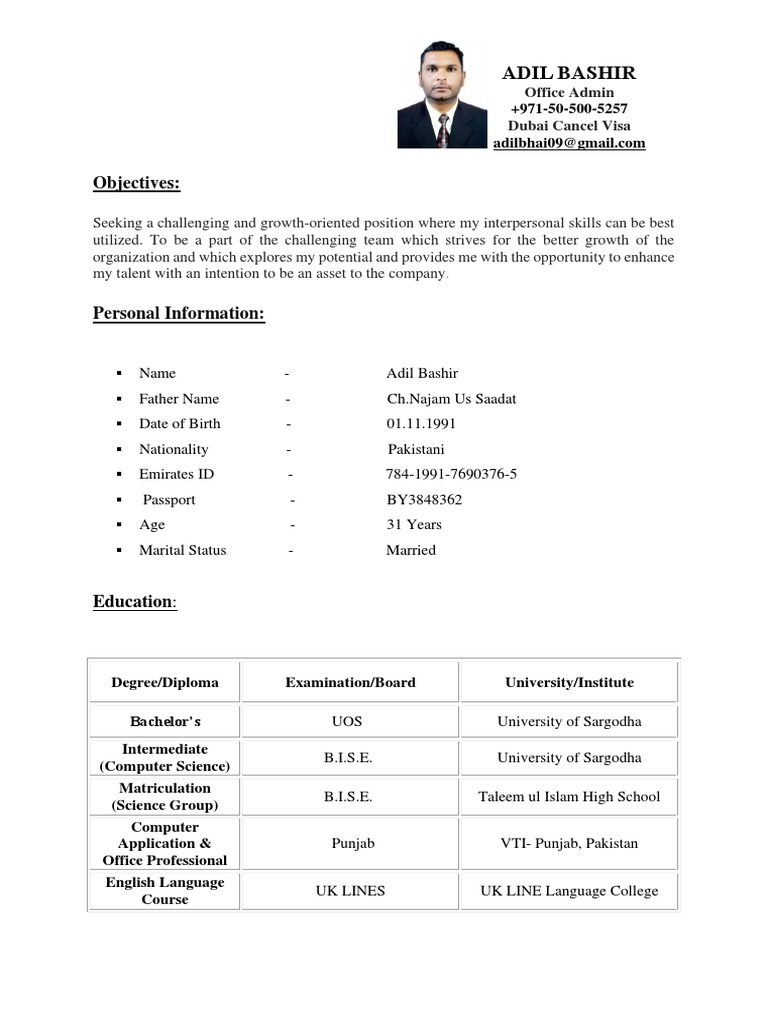 Adil Bashir (CV) | PDF | Invoice | Computing