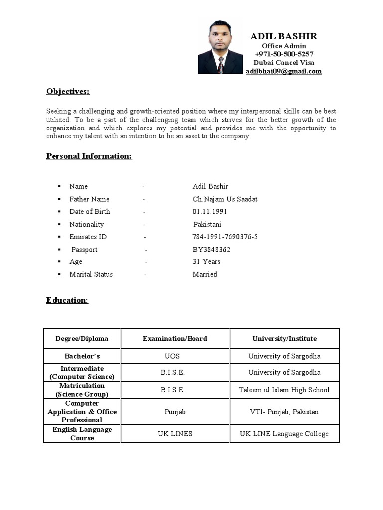 Adil Bashir Cv Pdf Computing