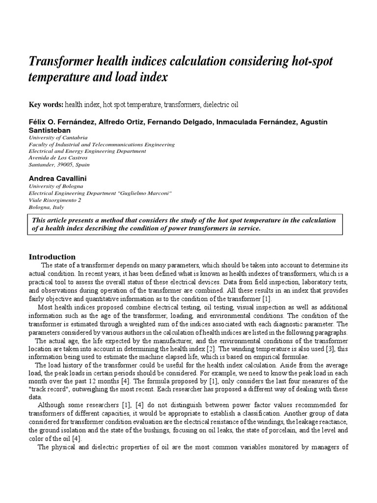 Transformer Health Indices | PDF | Transformer | Heat