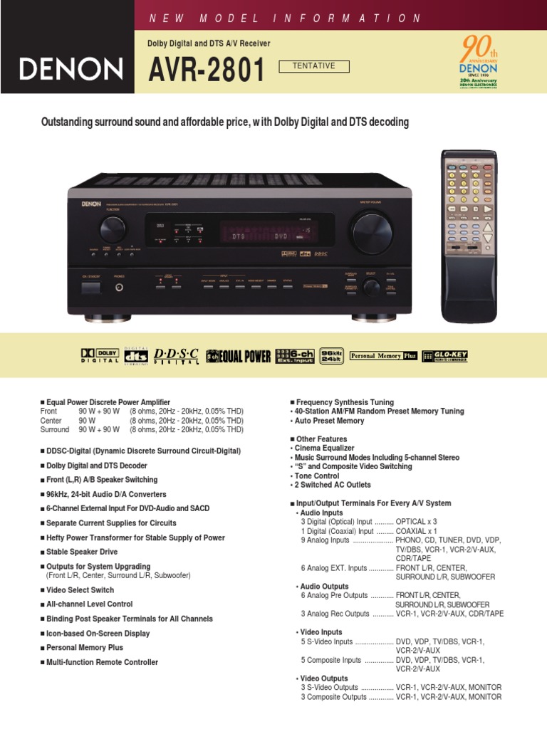 Avr2801 Productsheet | PDF | Sound Technology | Recording