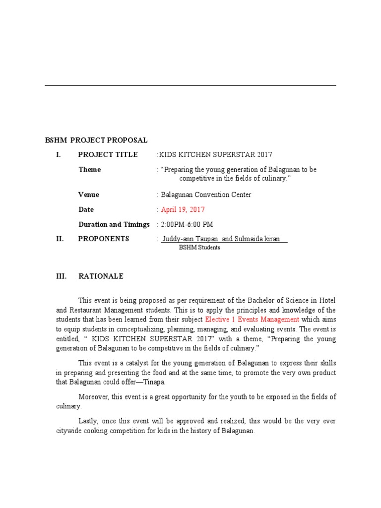 Event Proposal | Download Free PDF | Culinary Arts