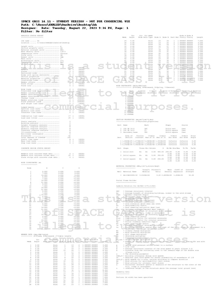 This Is A Student Version of Space Gass. It Is Illegal To Use It For Commercial Purposes | PDF ...