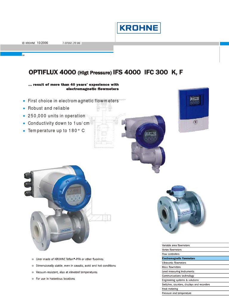 OPTIFLUX 4300 HPrec (Rango Caudalimetros) | PDF | Manufactured Goods | Electricity