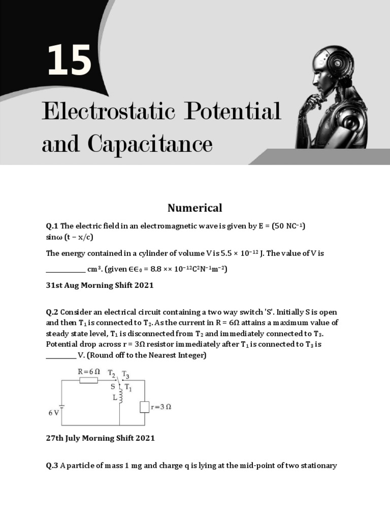 Electrostatic Potential and Capacitance Questions | PDF | Sphere | Electrostatics