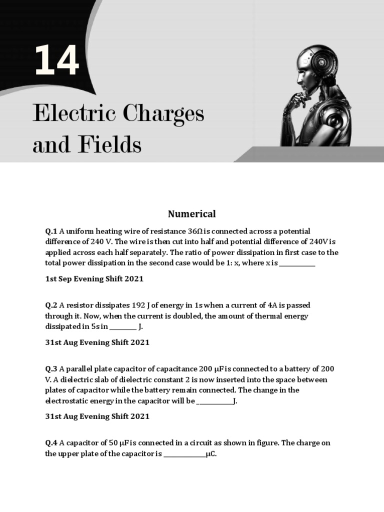 Electric Charges and Field Questions | PDF | Capacitor | Series And ...