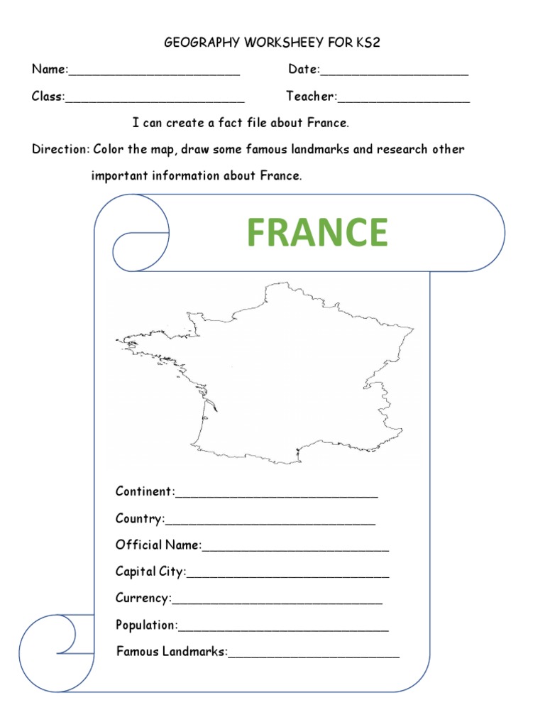 France Worksheet For KS2 | PDF