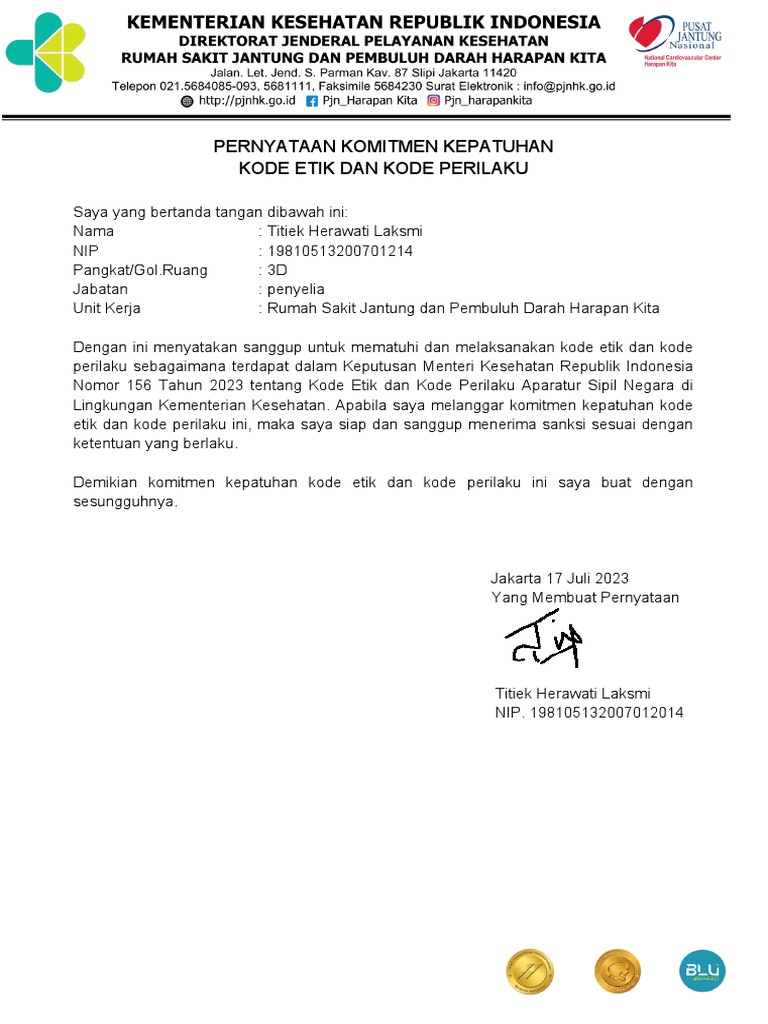 Pernyataan Komitmen Kepatuhan | PDF | Hukum