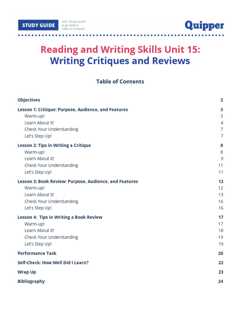Reading and Writing Skills - Unit 15 - Writing Critiques and Reviews ...
