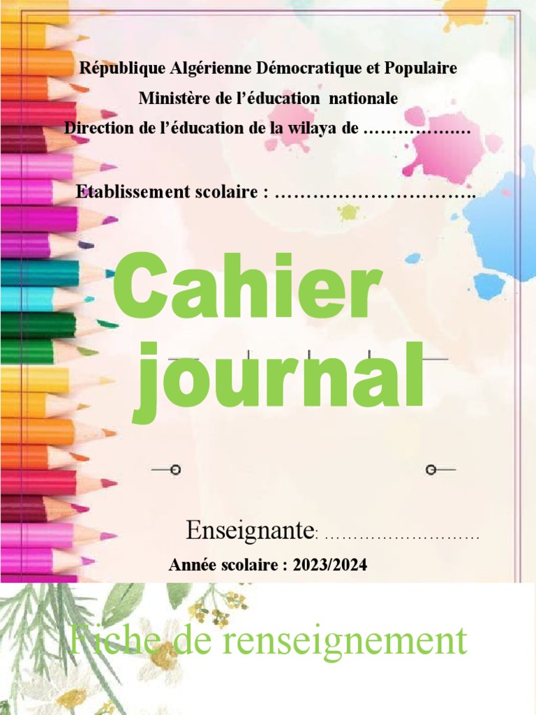 Cahier Journal 1 2023 - 2024 | PDF