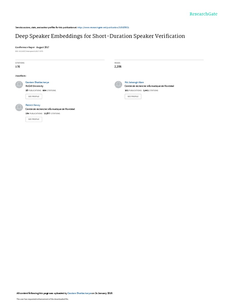 Deep Speaker Embeddings For Short-Duration Speaker | PDF | Deep Learning | Speech Recognition