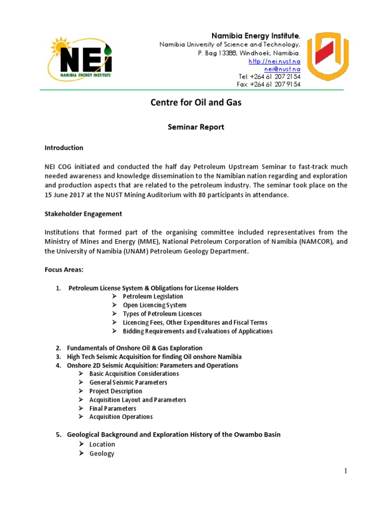 NEI Centre For Oil and Gas - Petroleum Upstream Seminar Report 15 June ...