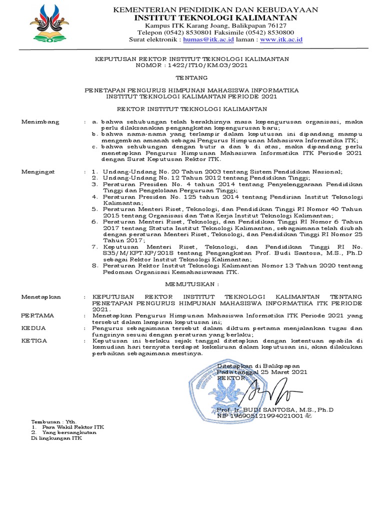 1422 SK Pengurus Ormawa 2021 HMIF | PDF