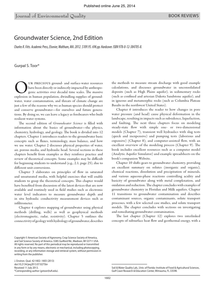 Groundwater Science 2nd Edition | PDF | Groundwater | Aquifer