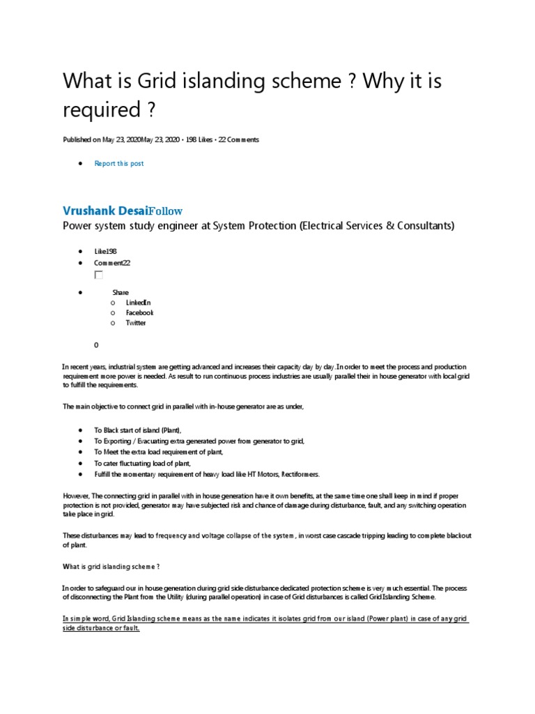 What Is Grid Islanding Scheme | PDF | Electrical Grid | Relay