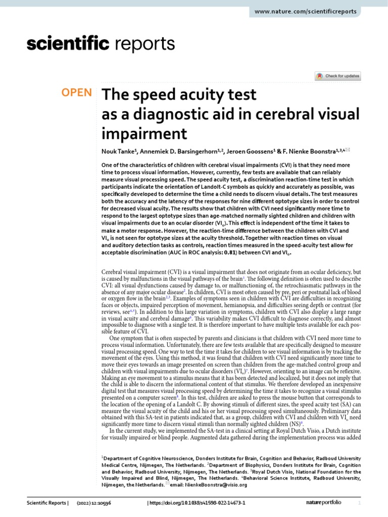 The Speed Acuity Test | PDF | Mental Chronometry | Visual Acuity